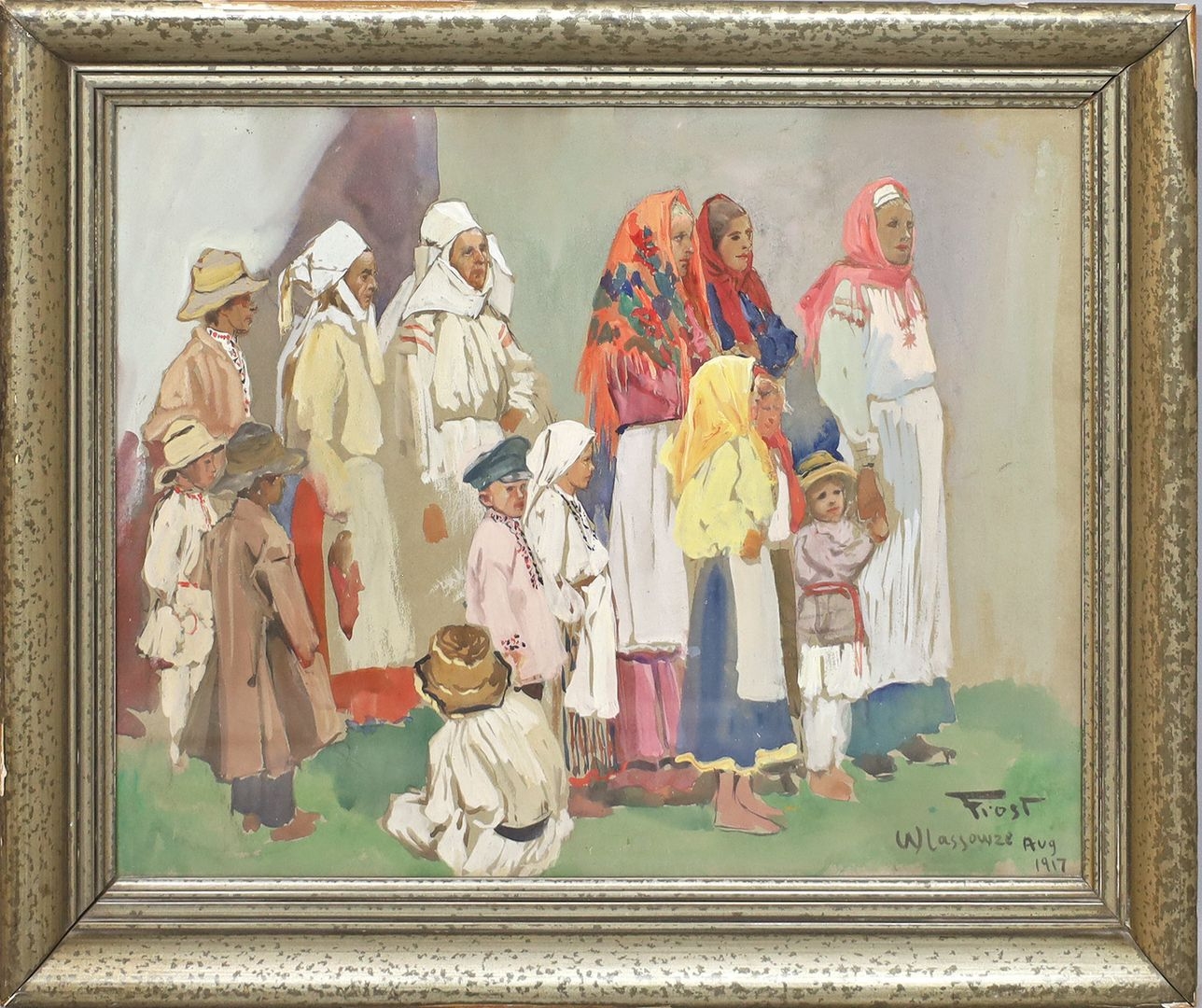 Martin Frost | Frauen und Kinder in Trachten (1917) | MutualArt