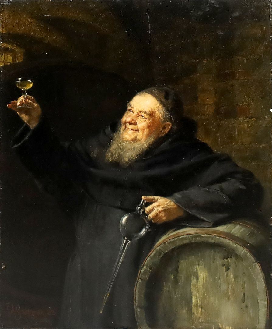 Eduard von Grützner | Mönch bei der Weinprobe | MutualArt