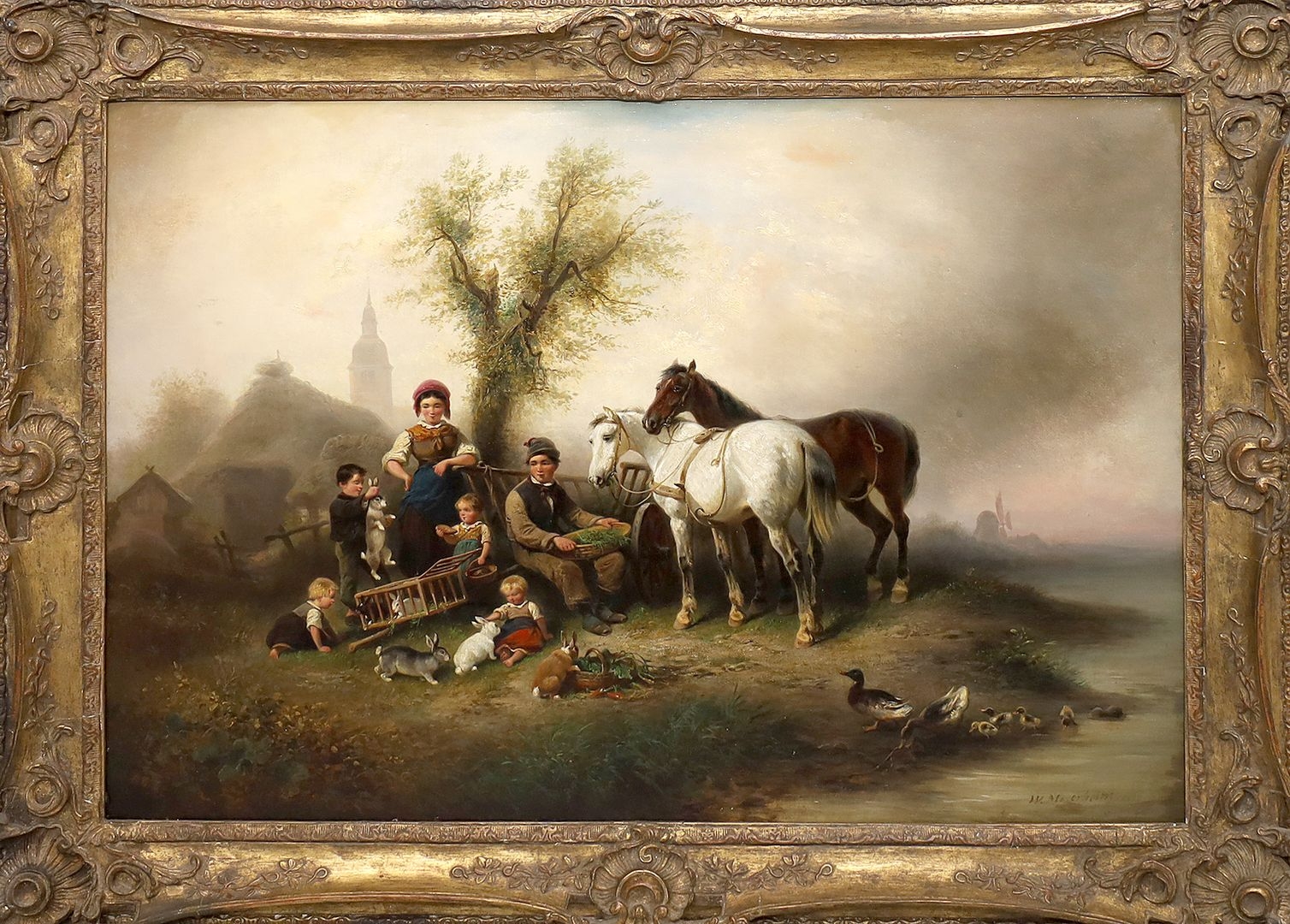 Wilhelm Alexander Meyerheim | Unter Baum rastende Familie mit ...