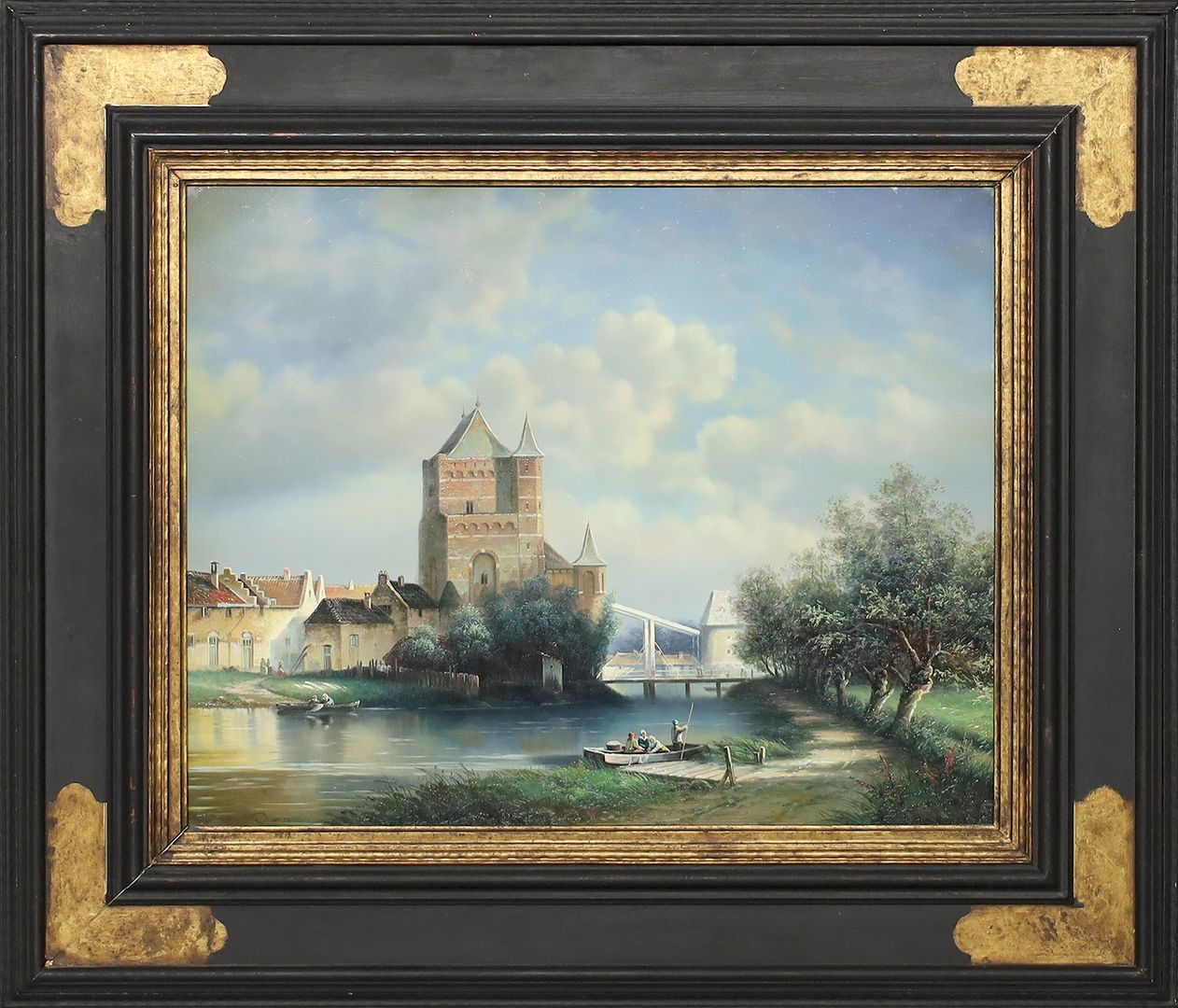 David Ronald | Holländische Stadt an einem Flusslauf im Sommer | MutualArt