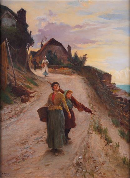 Horace Henry Cauty | Women on a path by the sea (1892) | MutualArt