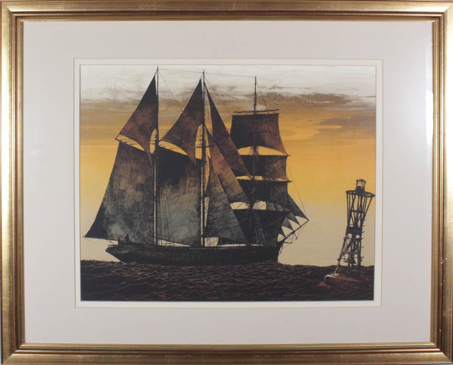 Elton Bennett | tall ships and a dock scene | MutualArt