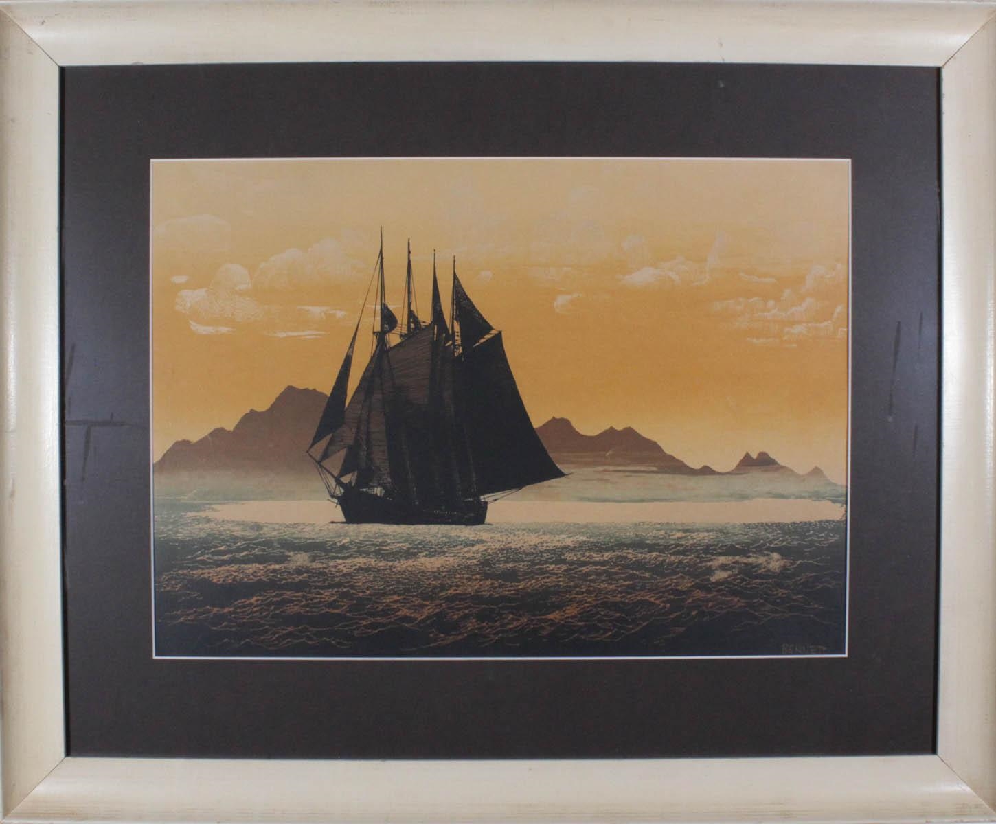 Elton Bennett | tall ships and a dock scene | MutualArt