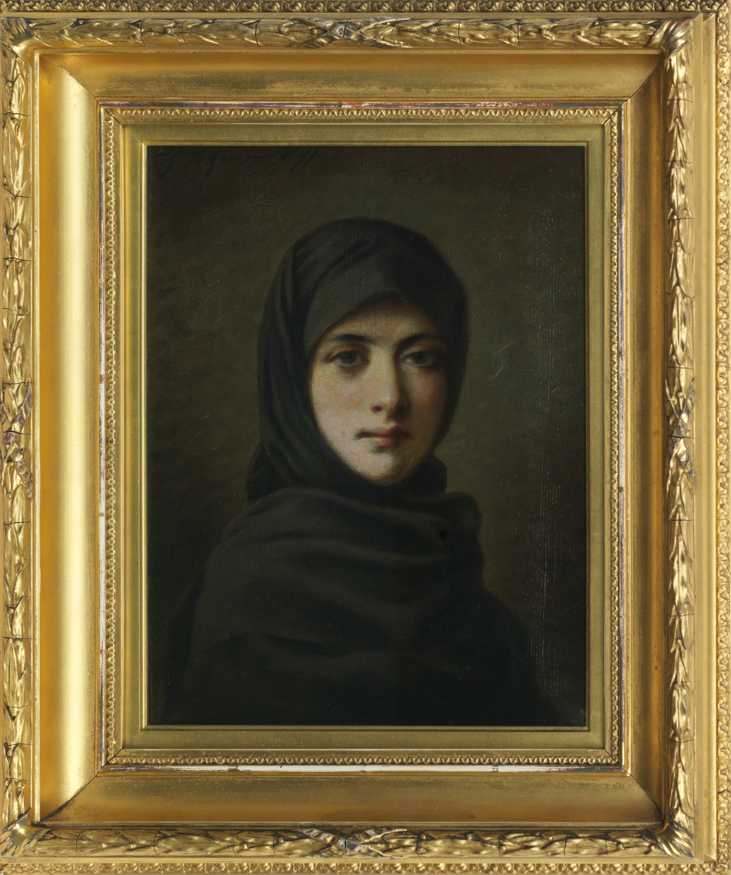 Fedor Petrovich Chumakov | Portrait of a girl in a headscarf | MutualArt