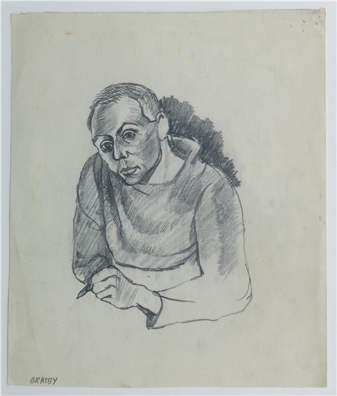 John Randall Bratby | A portrait sketch of David Hampton with two ...