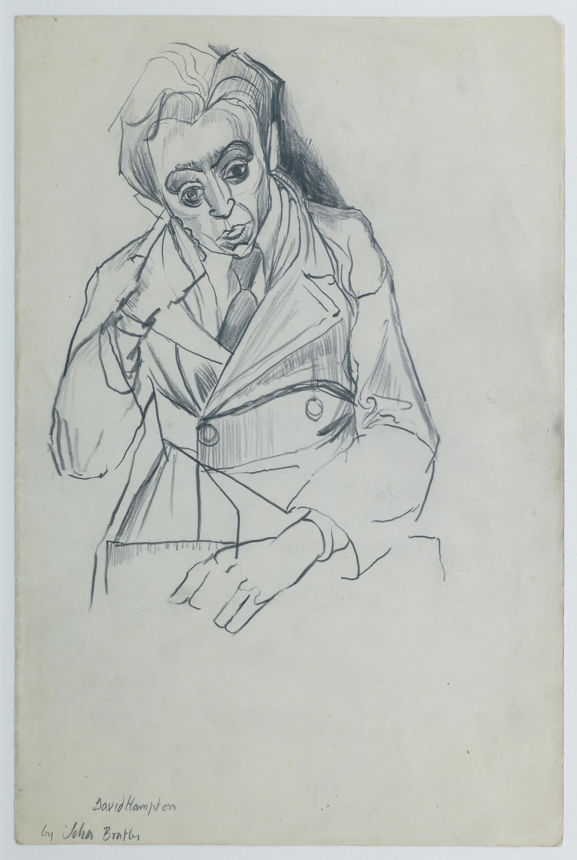 John Randall Bratby | A portrait sketch of David Hampton with two ...