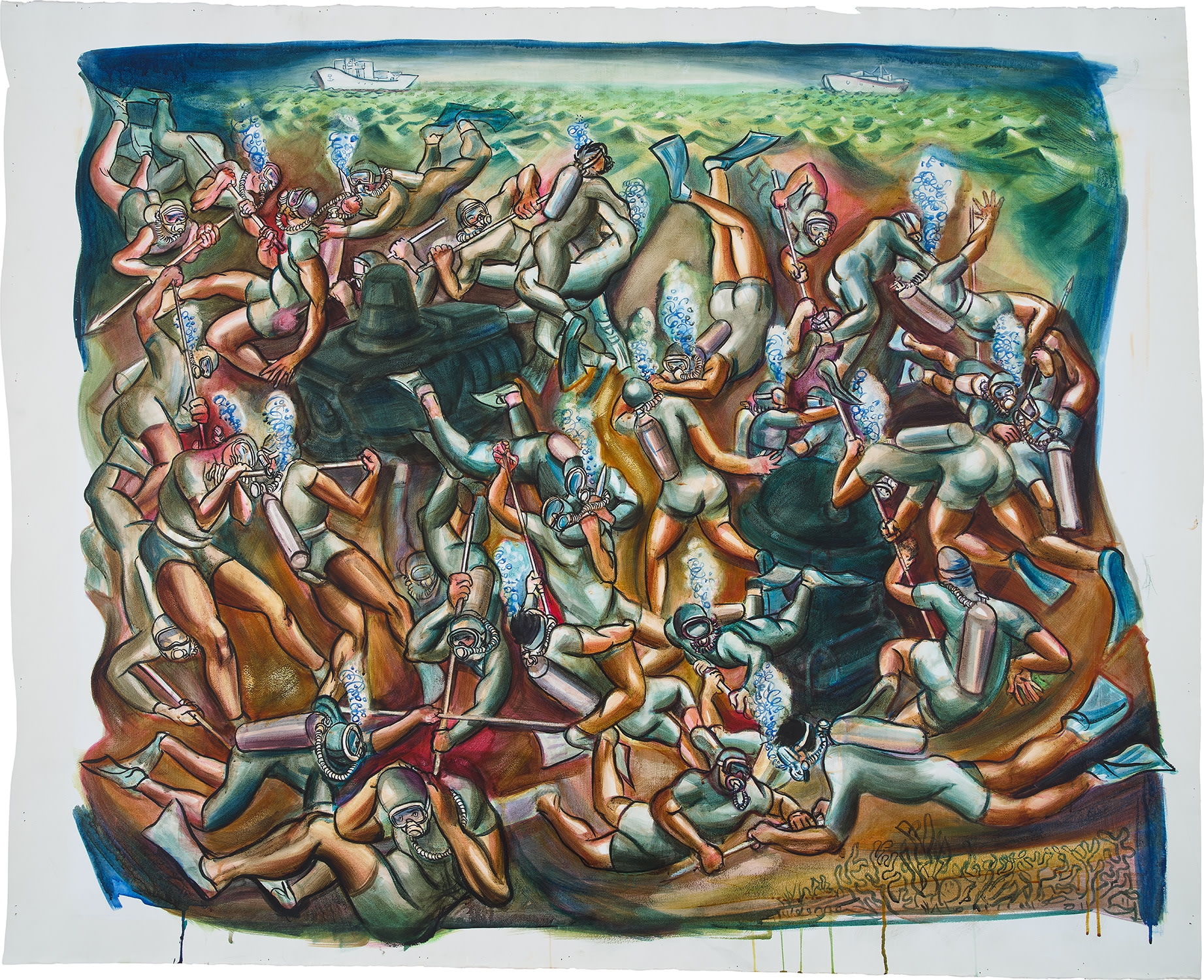 Nicole Eisenman | Battle of the Rival Divers (1996) | MutualArt