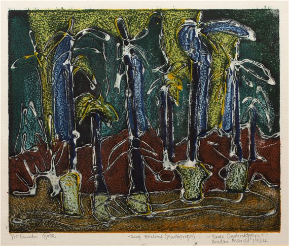 Bruce Onobrakpeya | 'Emabo Ojota' (1984) | MutualArt