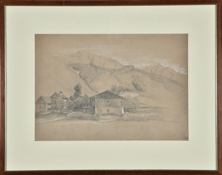 Paul Borel | Mountainous landscape with a farm | MutualArt