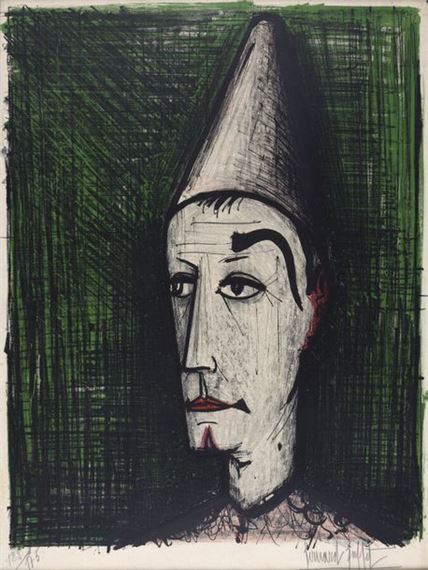 Bernard Buffet | Clown with green background (1960) | MutualArt