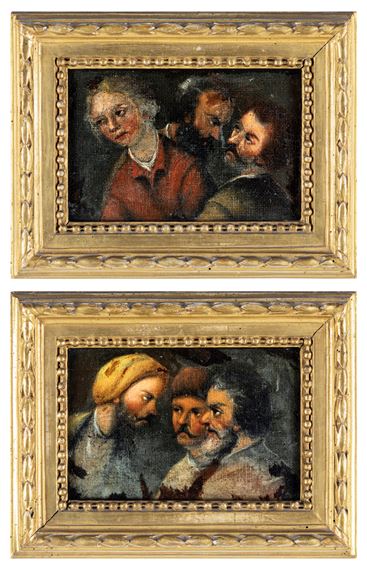 Lombard School, 17th Century | Coppia di tele con figure a mezzo busto ...