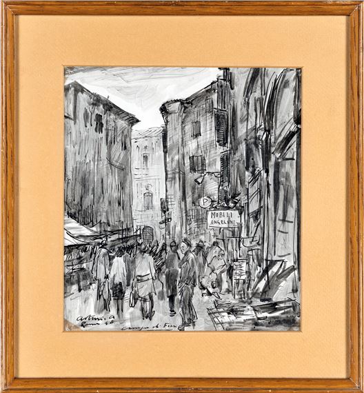 Antonio Asturi | Gente a campo dei fiori (1948) | MutualArt