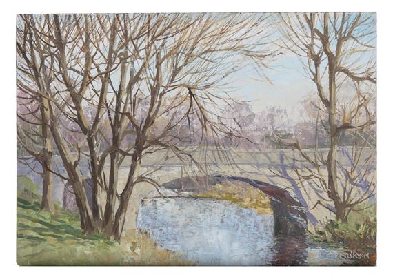Fergus O'Ryan | Winter River Scene with Bridge | MutualArt