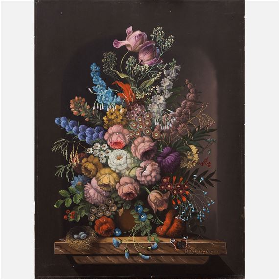 Josef Steiner | Flowers still life with insects | MutualArt