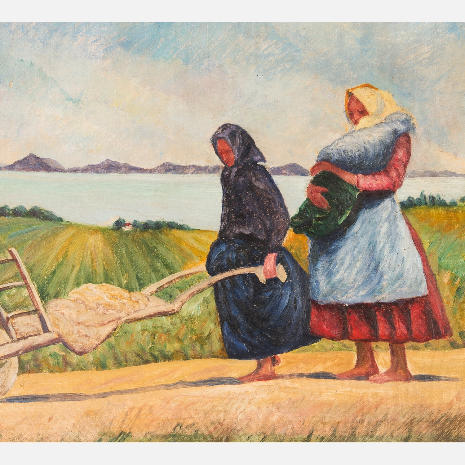 Gejza Schiller | Two farmer women carrying hay | MutualArt