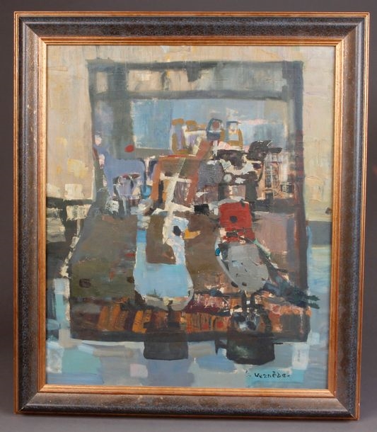 André La Vernede | Cubist composition with birds and duck | MutualArt