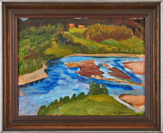 Helmer Osslund | Vy över Indalsälven med mor och barn i förgrunden ...