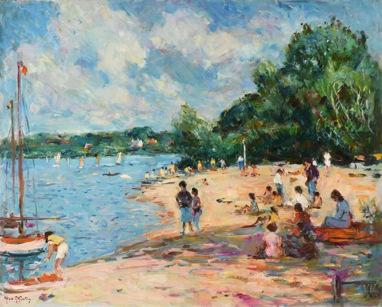 Max Agostini | Boaters at the Port aux cerises, Essone | MutualArt