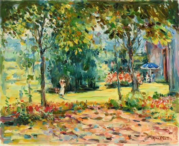 Max Agostini | The blue parasol in the park | MutualArt