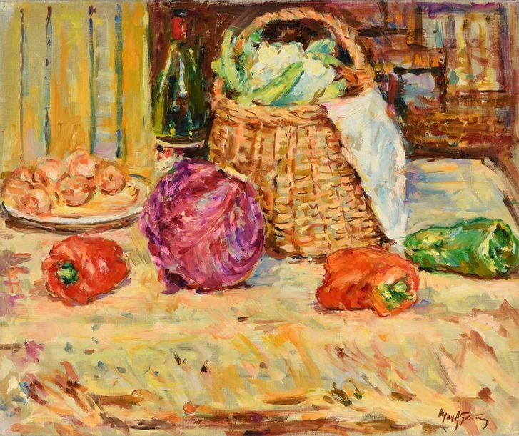 Max Agostini | Still Life with Red Cabbage and Peppers (1985) | MutualArt