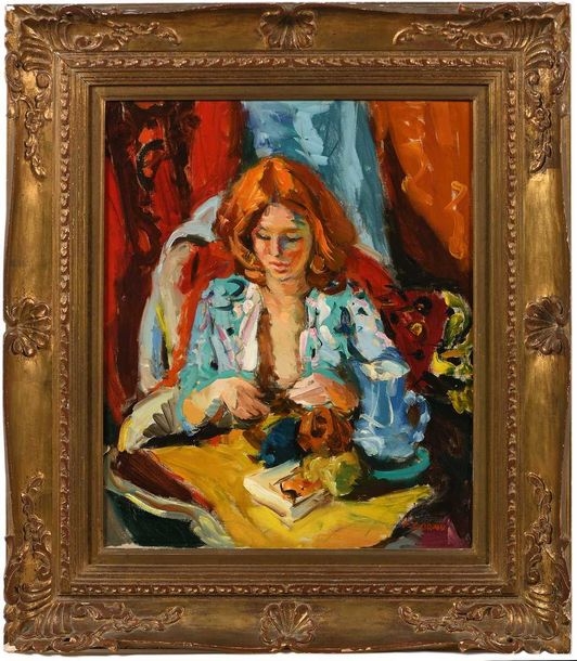 Pierre Cornu | Janet with the red curtain | MutualArt