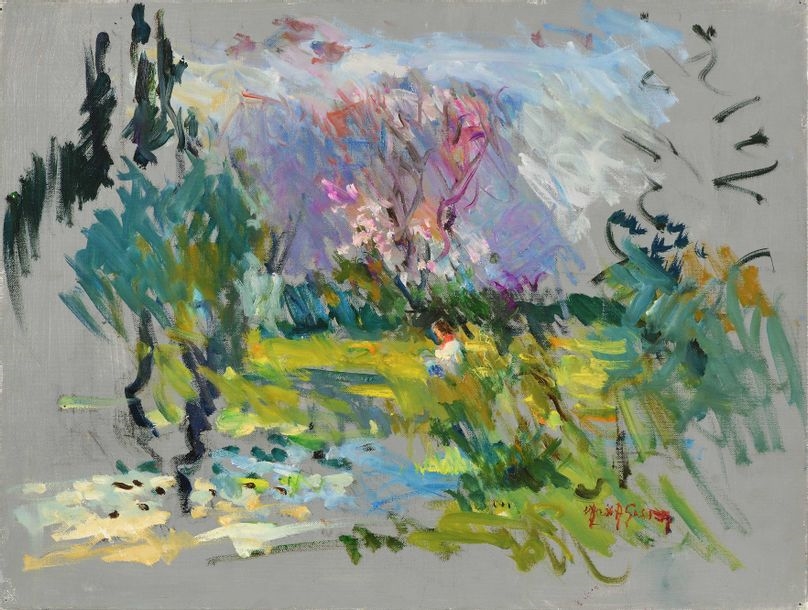 Max Agostini | Young Girl in the Meadow with Almond Trees (1990 ...