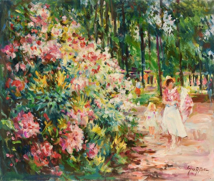 Max Agostini | Mother and her little girl in a public garden | MutualArt