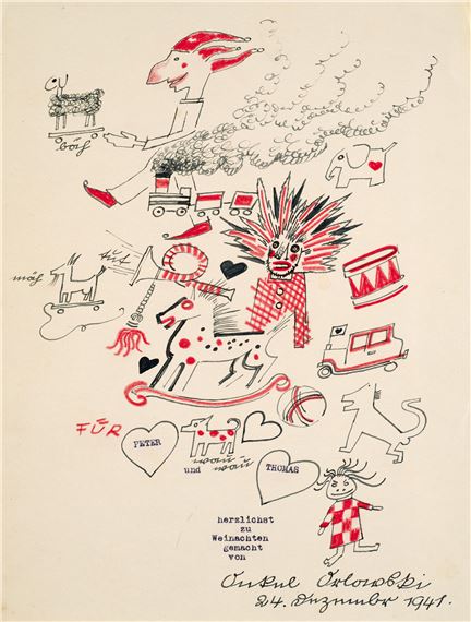 Hans Orlowski | Sammlung von zwei Autographen mit Original-Zeichnungen ...