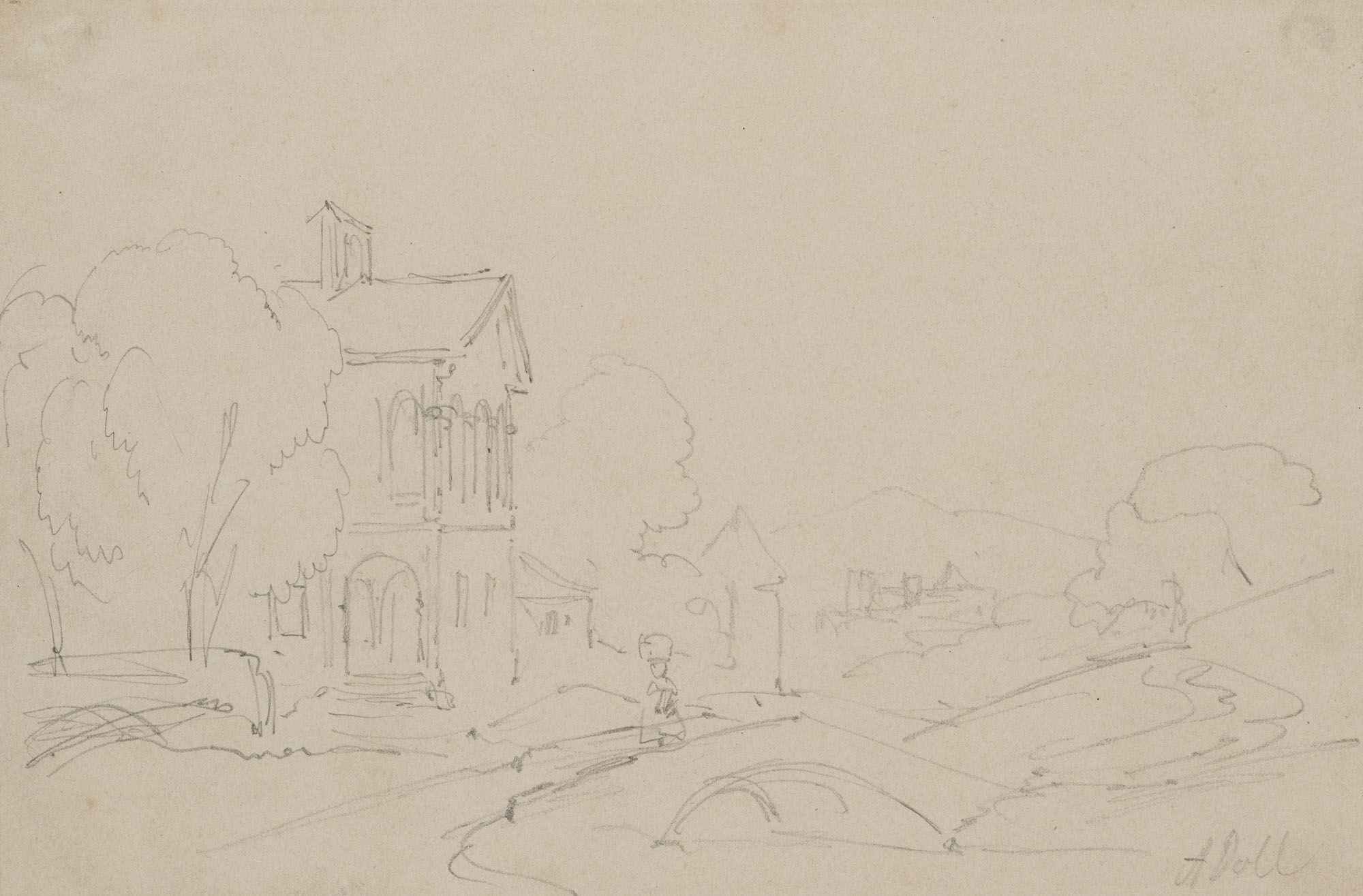 Anton Doll | Landschaftsstudie mit Brücke | MutualArt