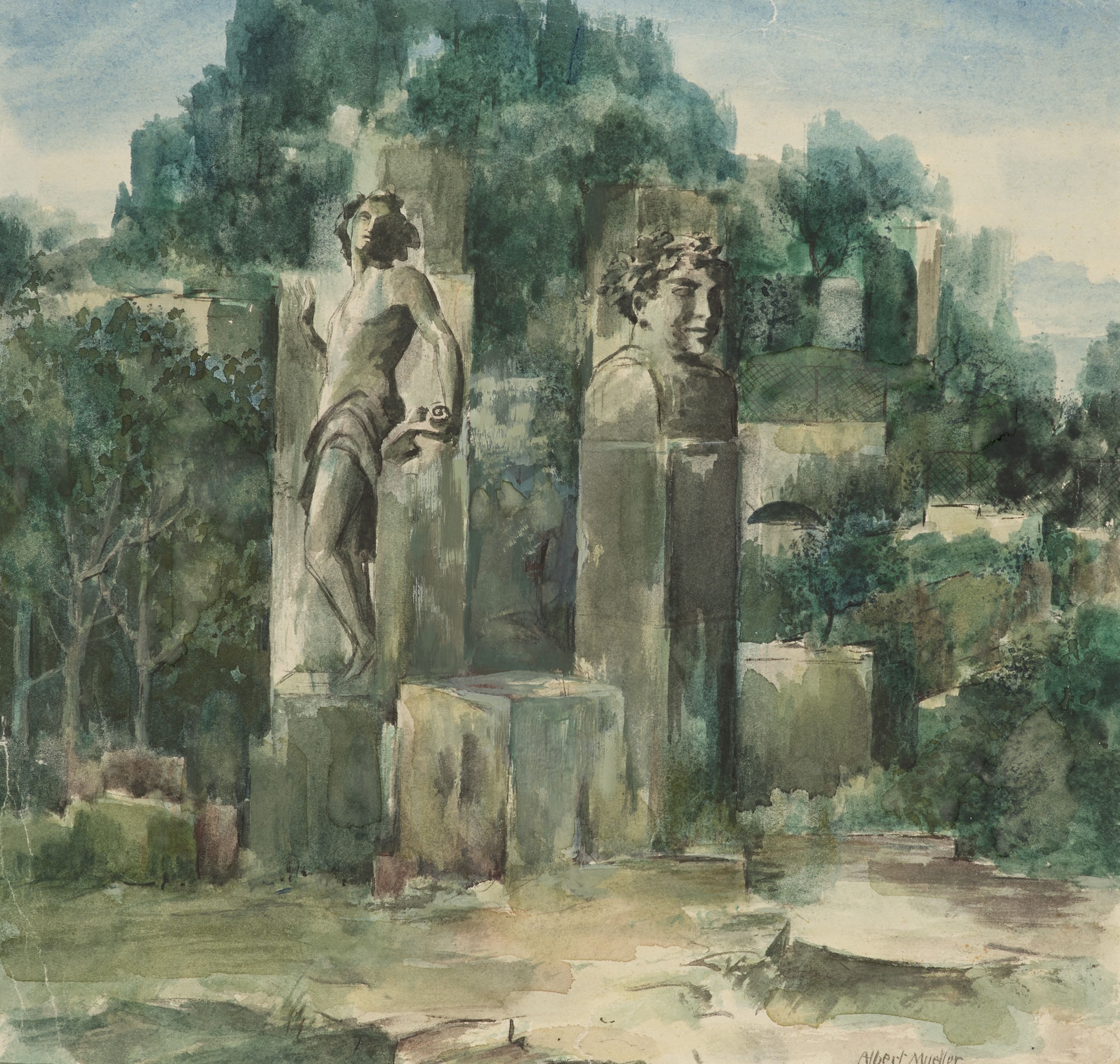 Albert Mueller | 5 Arbeiten mit Darstellungen von Menschen in Natur | MutualArt