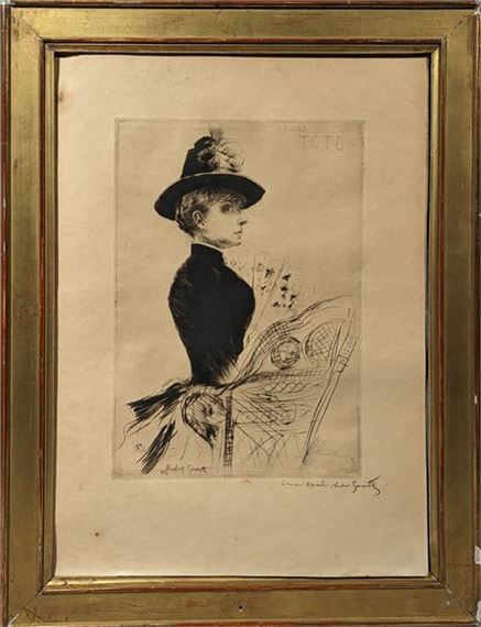 Norbert Goeneutte | Portrait au femme au chapeau | MutualArt