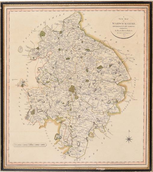 John Cary | ANTIQUE FRAMED MAP OF WARWICKSHIRE DIVIDED INTO HUNDREDS ...