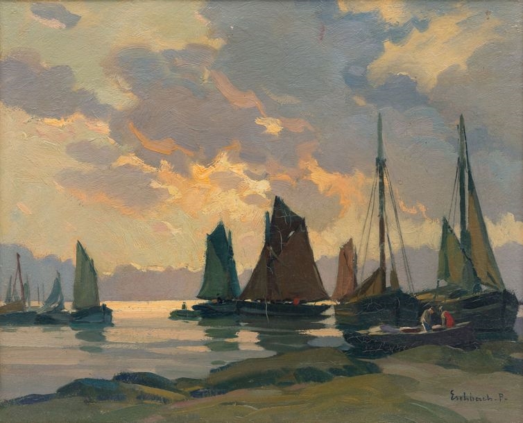 Paul André Jean Eschbach | Normandie, les voiliers, effet du matin ...