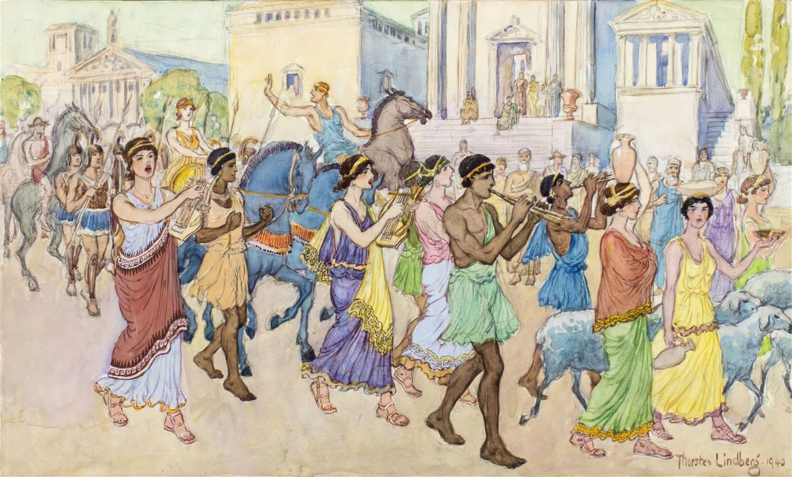 Thorsten Harold Lindberg | Greek Procession to Pallas Athena (1940 ...