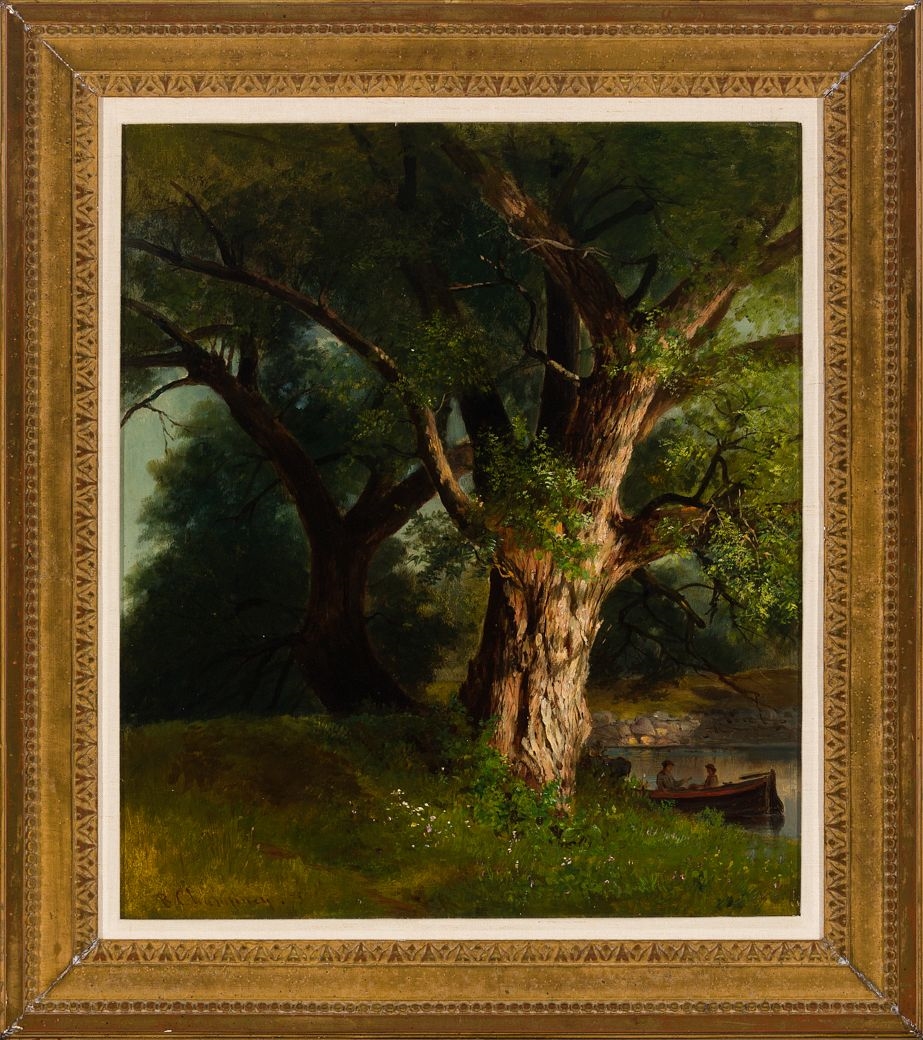Benjamin Champney | Rowing Past the Old Oak (1875) | MutualArt