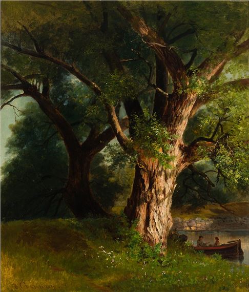 Benjamin Champney | Rowing Past the Old Oak (1875) | MutualArt