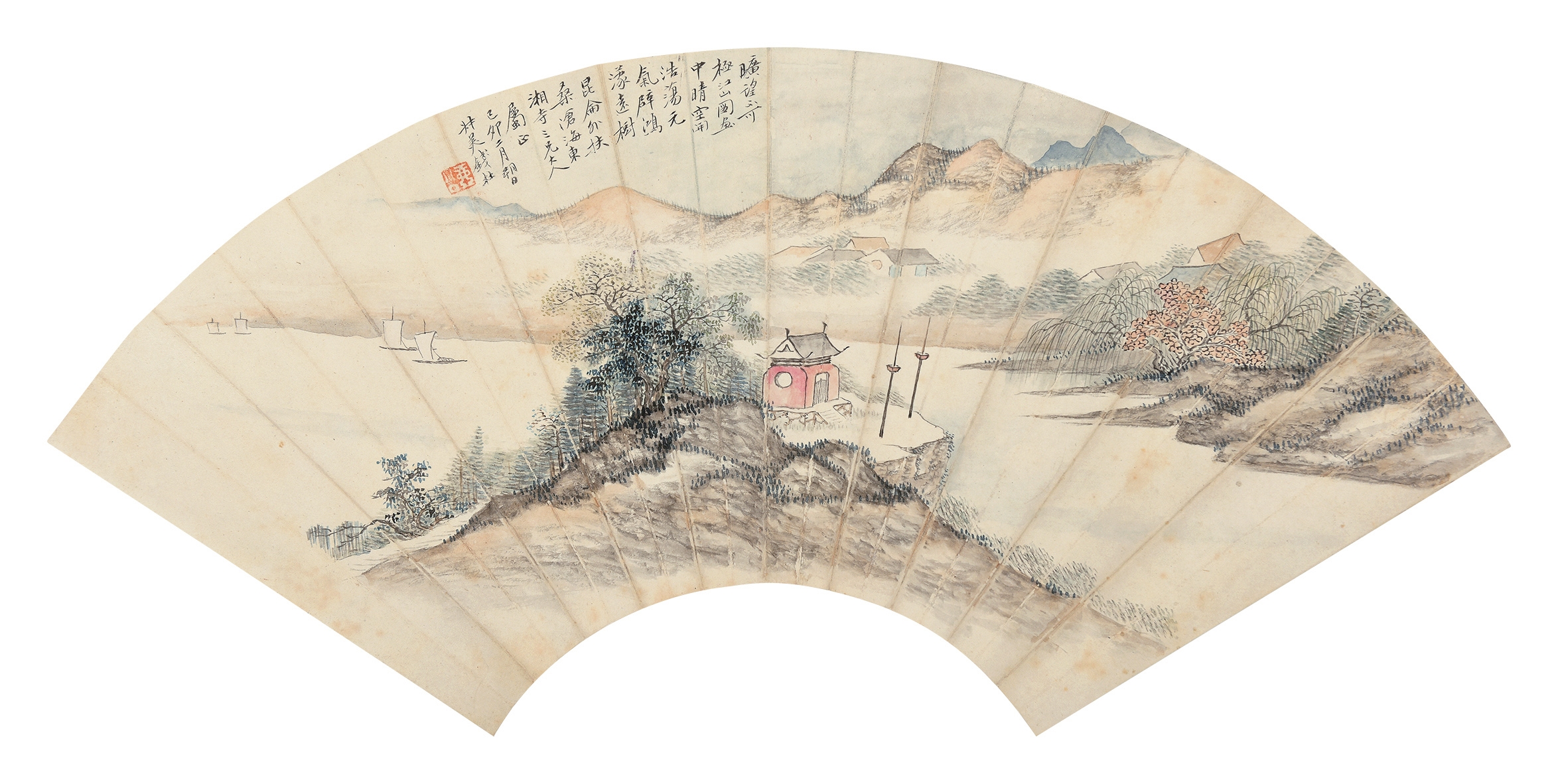 Qian Du | TEMPLE AND COTTAGE BY THE RIVER (1819) | MutualArt