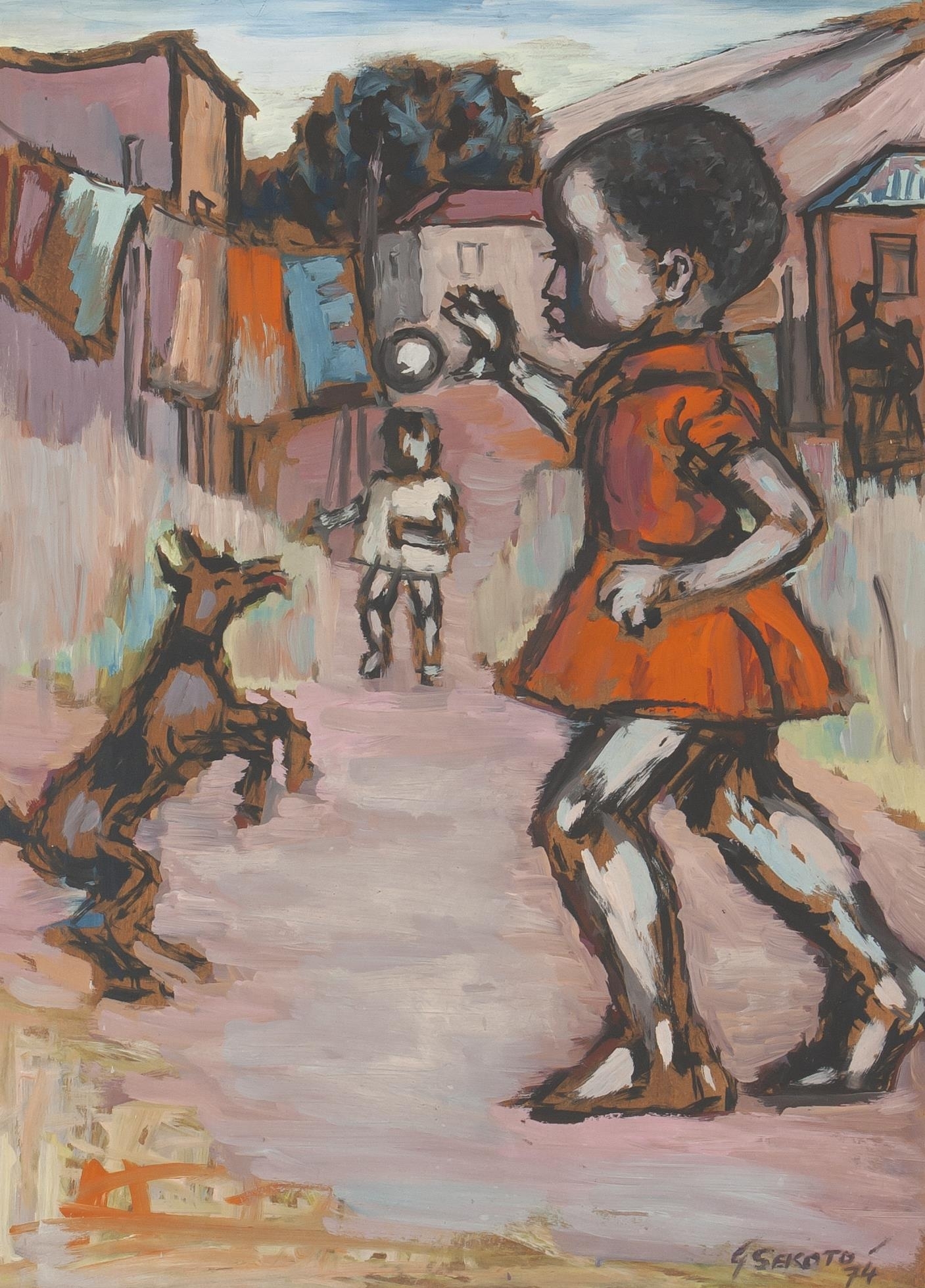 Gerard Sekoto | ) YOUNG GIRL WITH HER DOG (74) | MutualArt