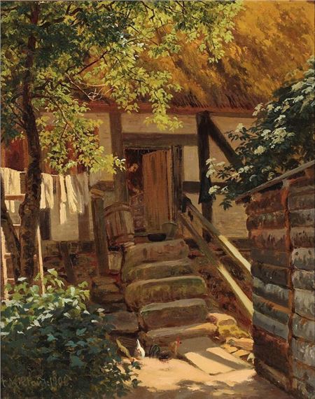 Carl Milton Jensen | Laundry hanging in the sun to dry (1908) | MutualArt