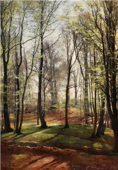 Carl Frederik Aagaard | A Landscape with a View Over a Mountain Lake at ...