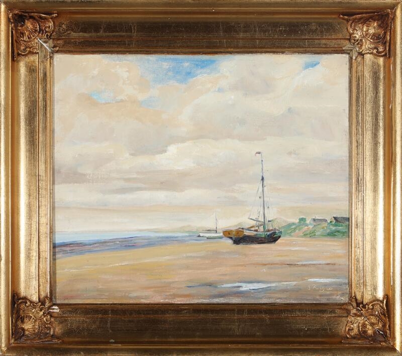 Johan Gudmann Rohde | Ships on the beach (1920) | MutualArt