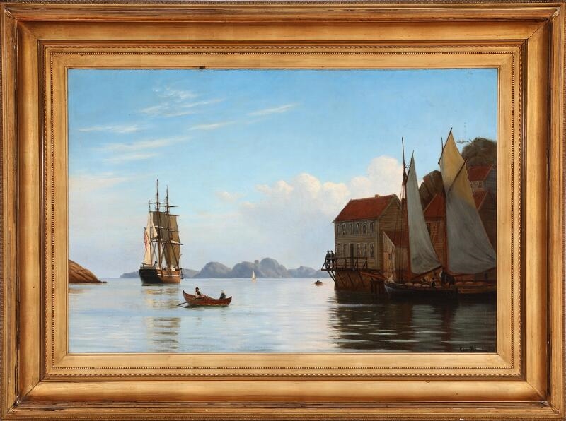 Christian Blache | Seascape with sailing ships in sunshine (1889 ...