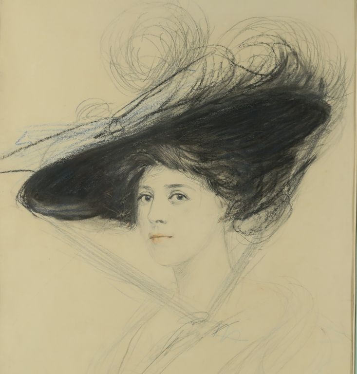 Jean Helleu | Portrait de dame au chapeau noir | MutualArt