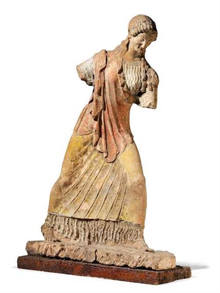 Alceo Dossena | Terracotta figure of a striding woman after an archaic ...