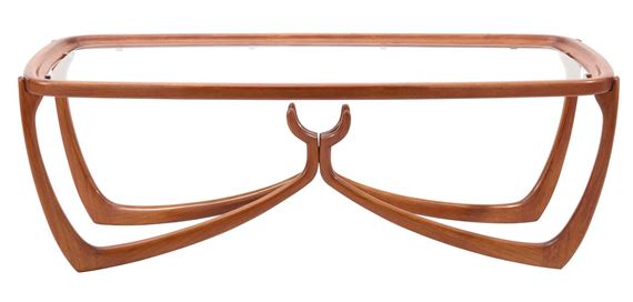 Jacob Rudowski | Floating glass top inset in a teak frame with ...