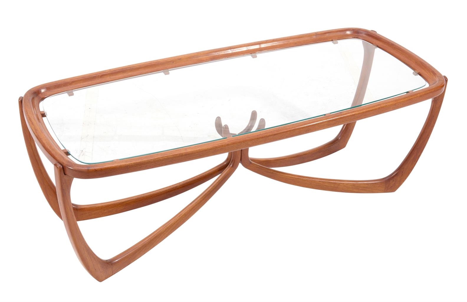 Jacob Rudowski | Floating glass top inset in a teak frame with ...