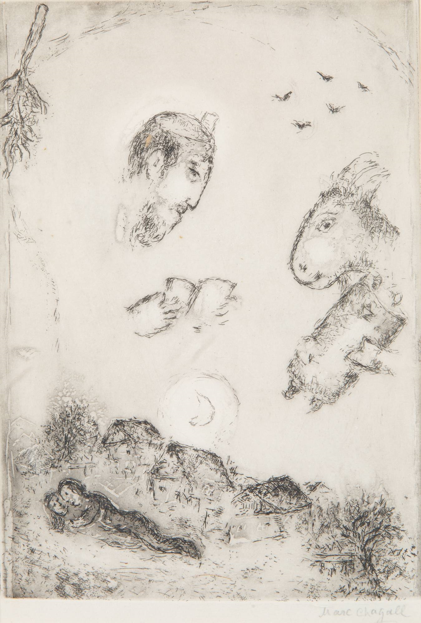 Marc Chagall | The Donkey Above the Village (1951) | MutualArt