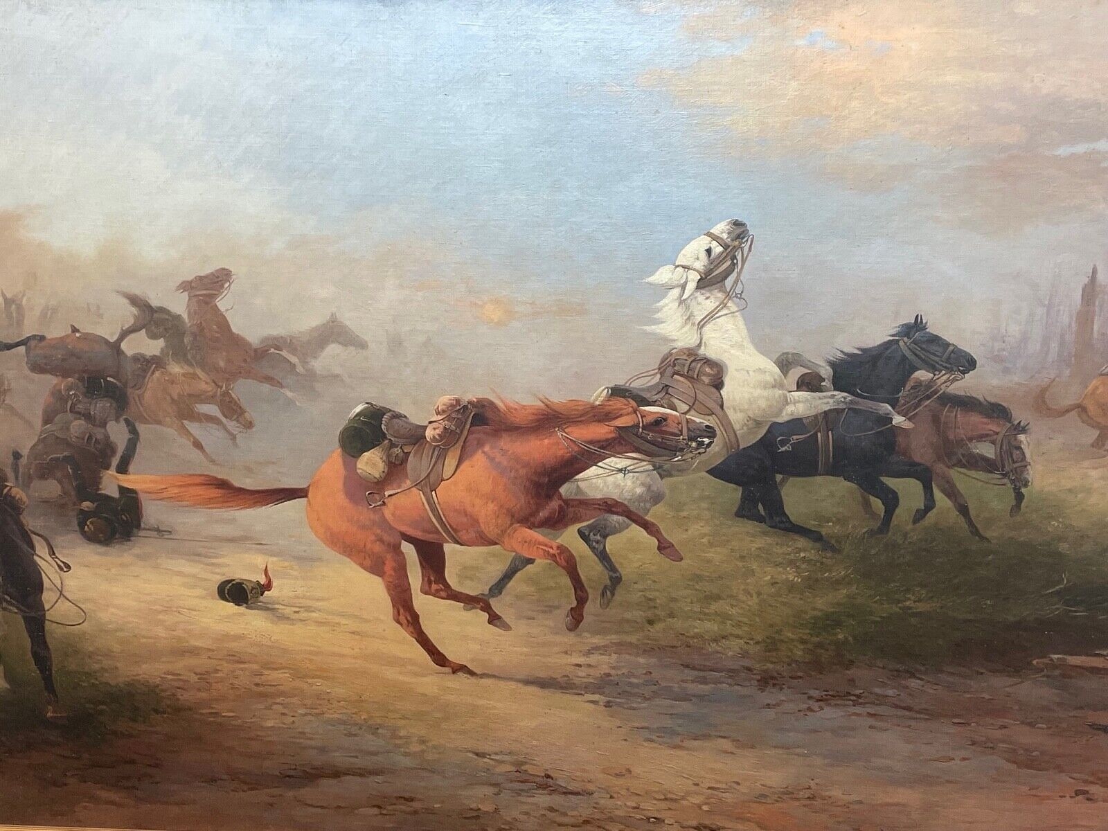 Edith Alice Simkins | WW1 FRENCH CAVALRY BATTLE OIL PAINTING | MutualArt