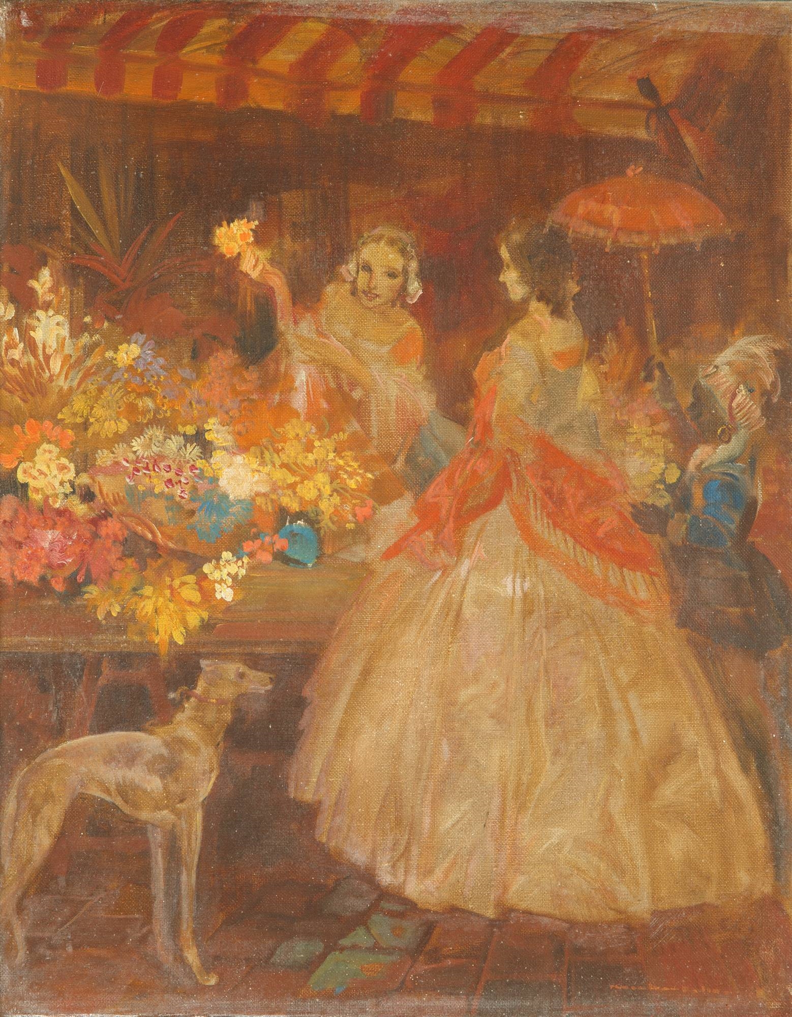 Karel Van Belle | Young Ladies with Greyhound | MutualArt