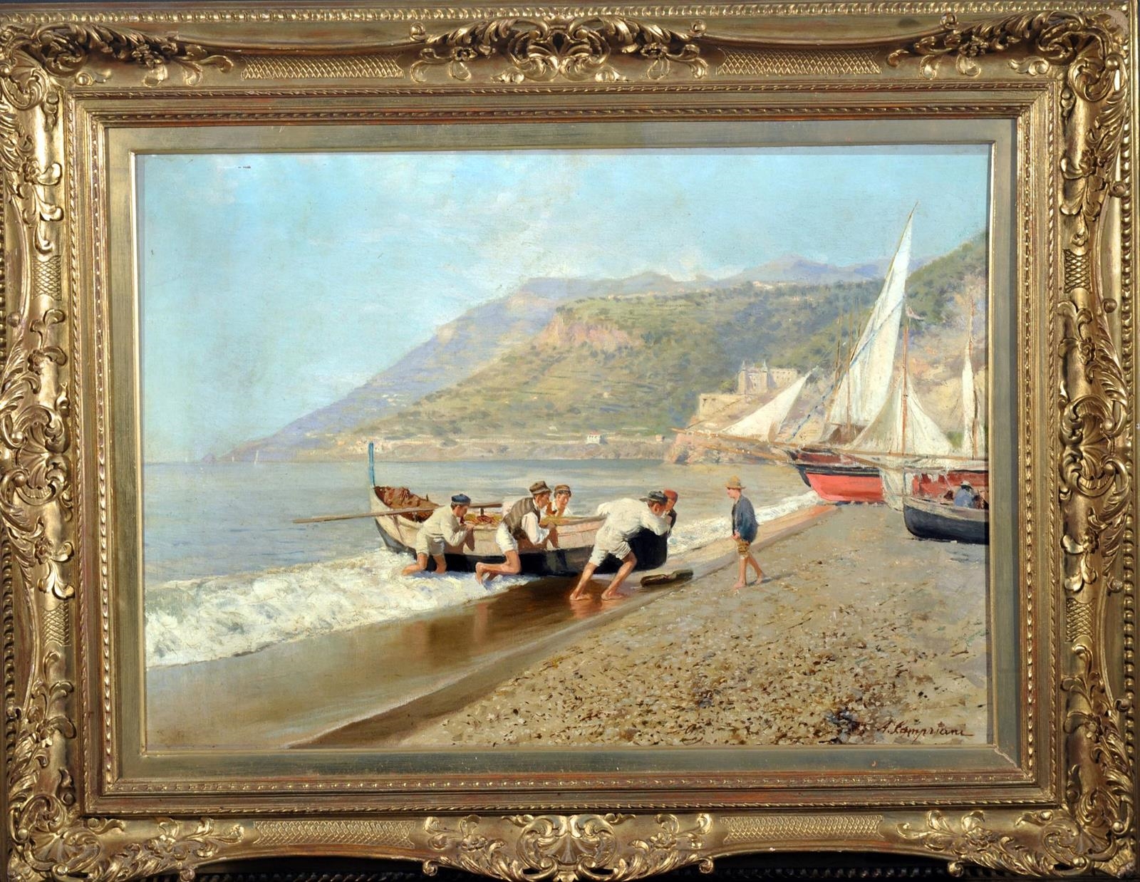 Alceste Campriani | Pescatori sulla spiaggia di Maiori | MutualArt